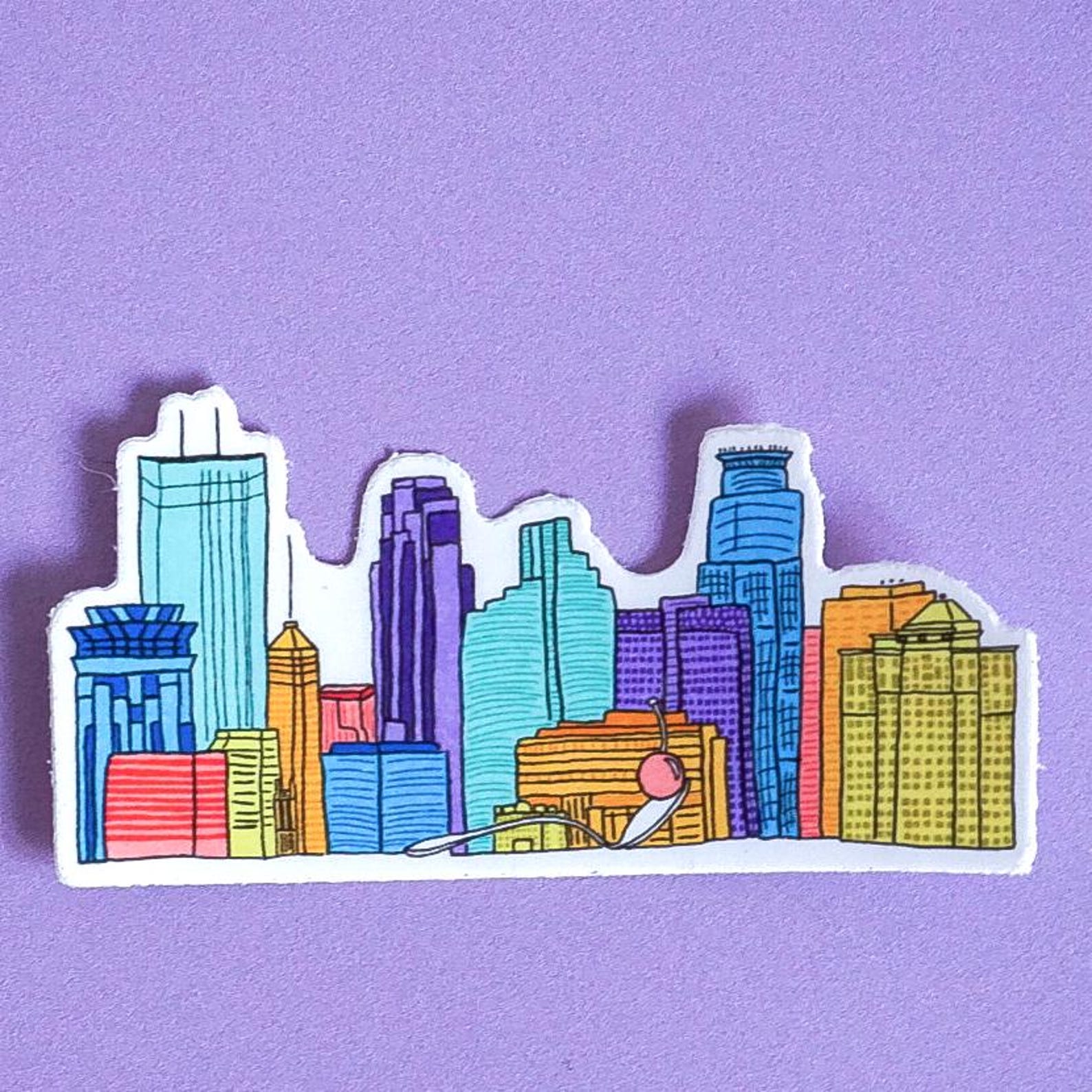 Minneapolis Skyline Rainbow Vinyl Sticker - Waterproof Twin Cities ...