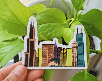 CHICAGO Skyline Sticker, Chicago Sticker, Chicago Gifts, Waterproof ...