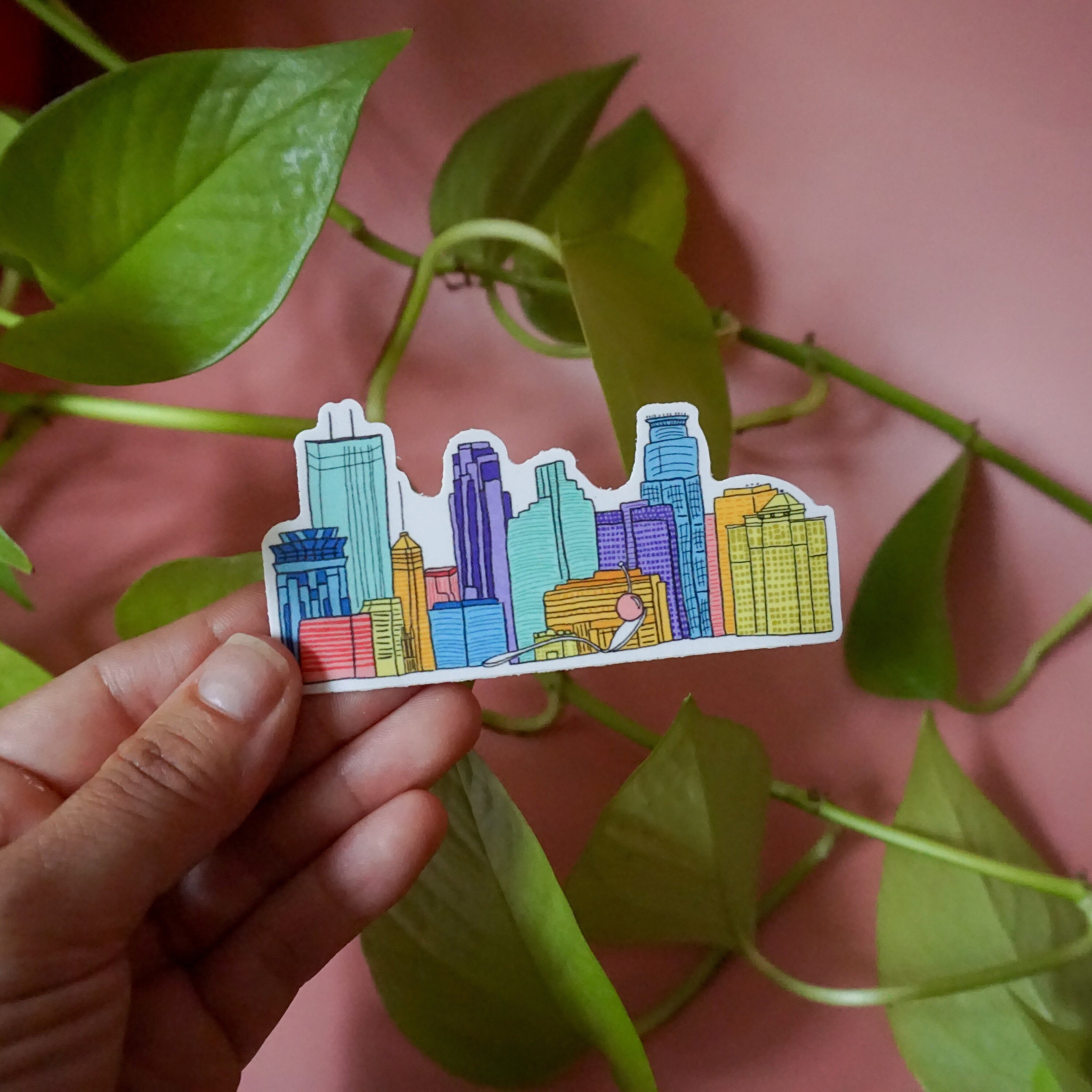 Minneapolis Skyline Rainbow Vinyl Sticker - Waterproof Twin Cities ...
