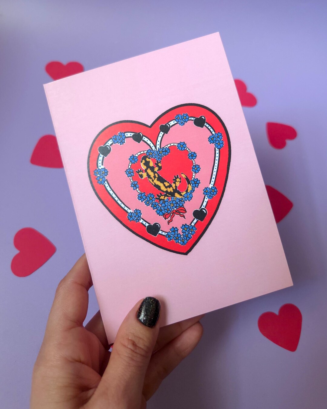 Salamander Valentine – Folded Animal Valentine's Day Card - Etsy