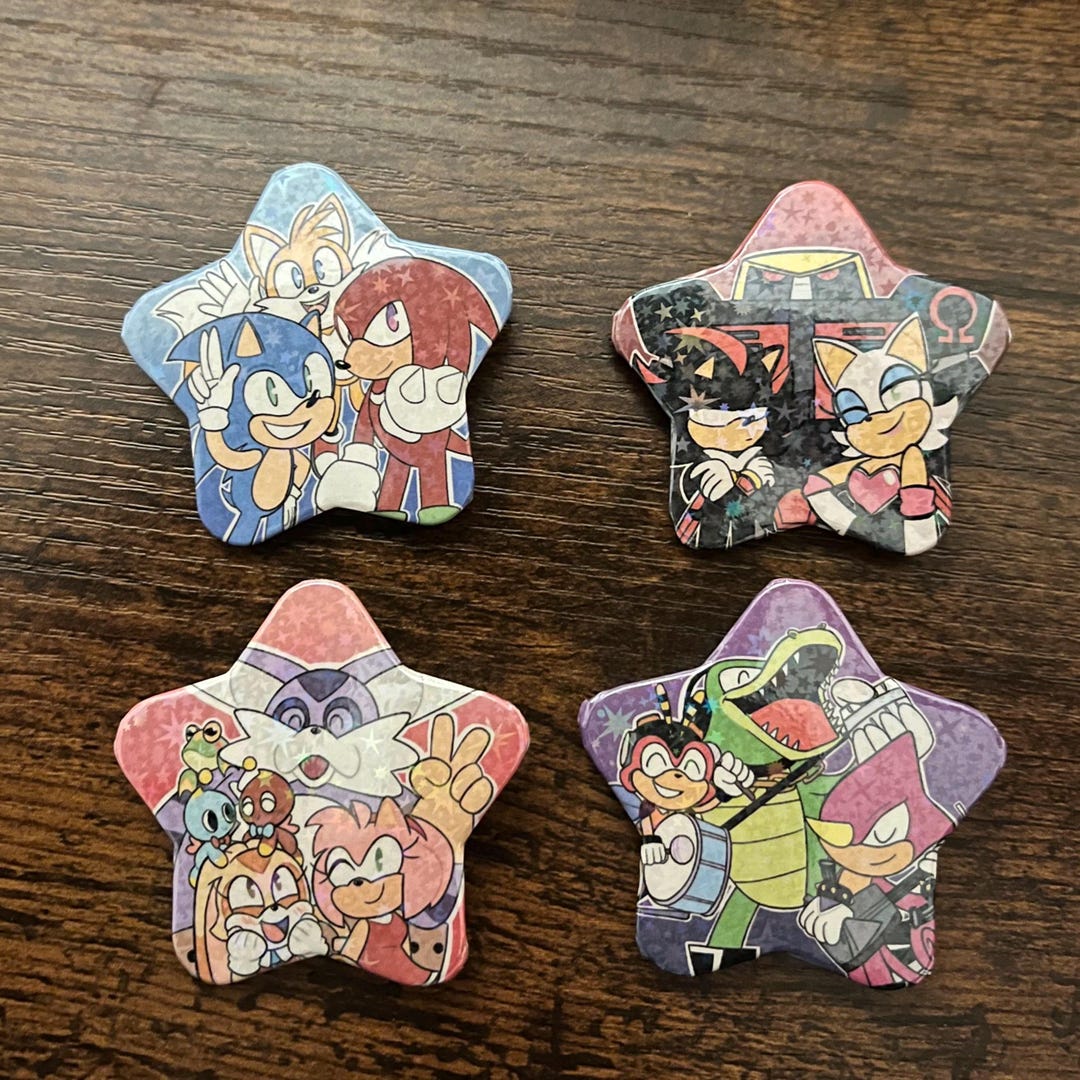 Sonic Heroes Holographic Star-shaped Button Badges - Etsy