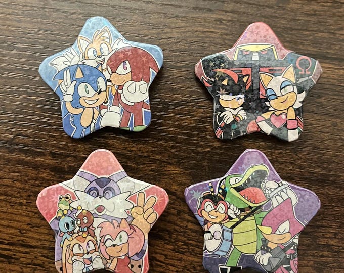 Sonic Heroes Holographic Star-shaped Button Badges - Etsy