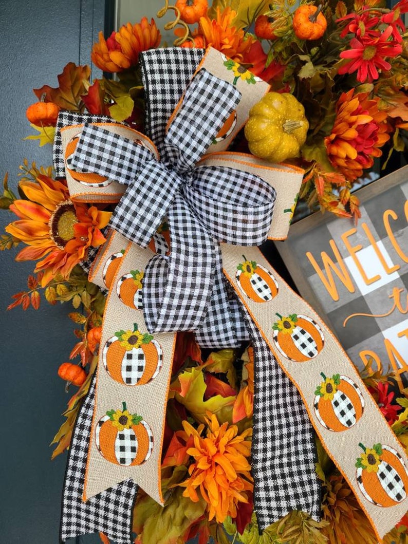 Fall Pumpkin Patch Wreath With Sunflowers and Mums Buffalo - Etsy