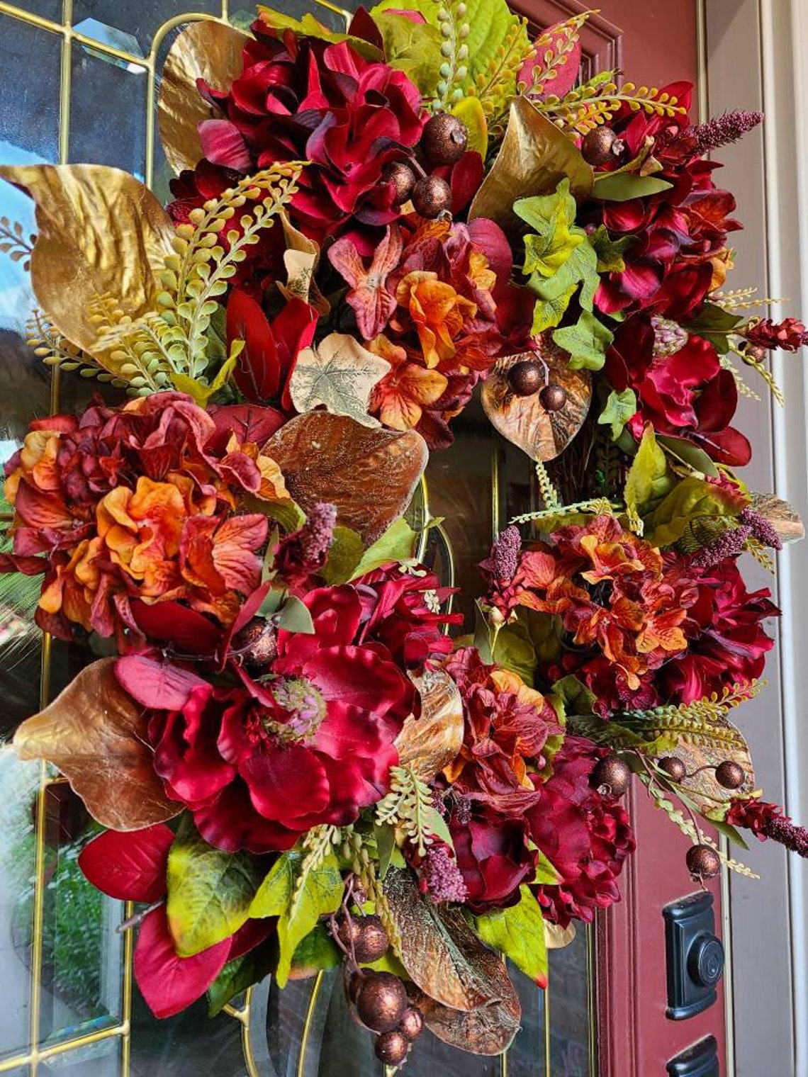 Elegant Fall Magnolia Wreath Autumn Hydrangea Grapevine | Etsy