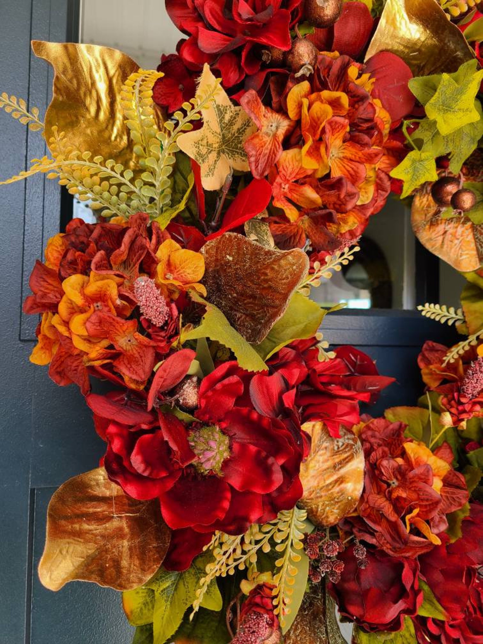 Elegant Fall Magnolia Wreath Autumn Hydrangea Grapevine - Etsy