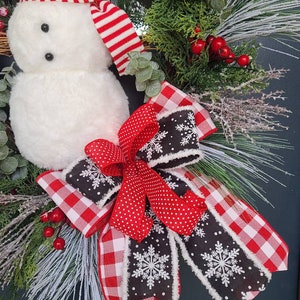 White and Red Rustic Snowman Wreath With Winter Greenery, Most Popular ...
