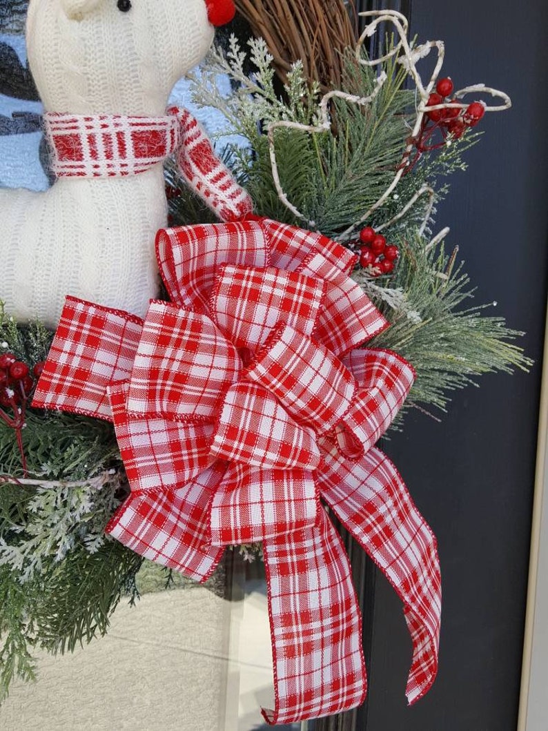 Red and White Wreath Winter Deer Wreath Favorite Holiday - Etsy