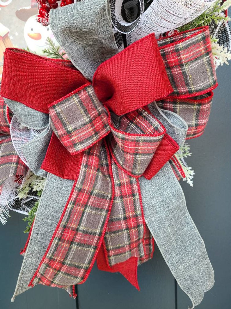 Rustic Snowman Wreath With Black and White Deco Mesh Snowman - Etsy
