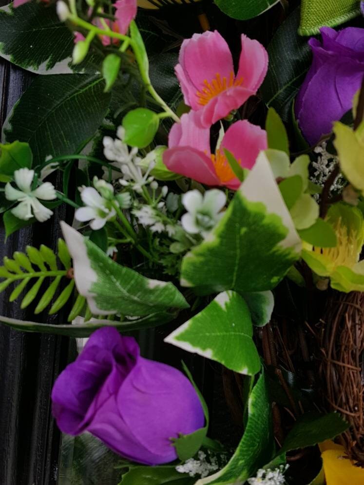 Easter Wreath with Florals and Sign for Front Door Spring | Etsy