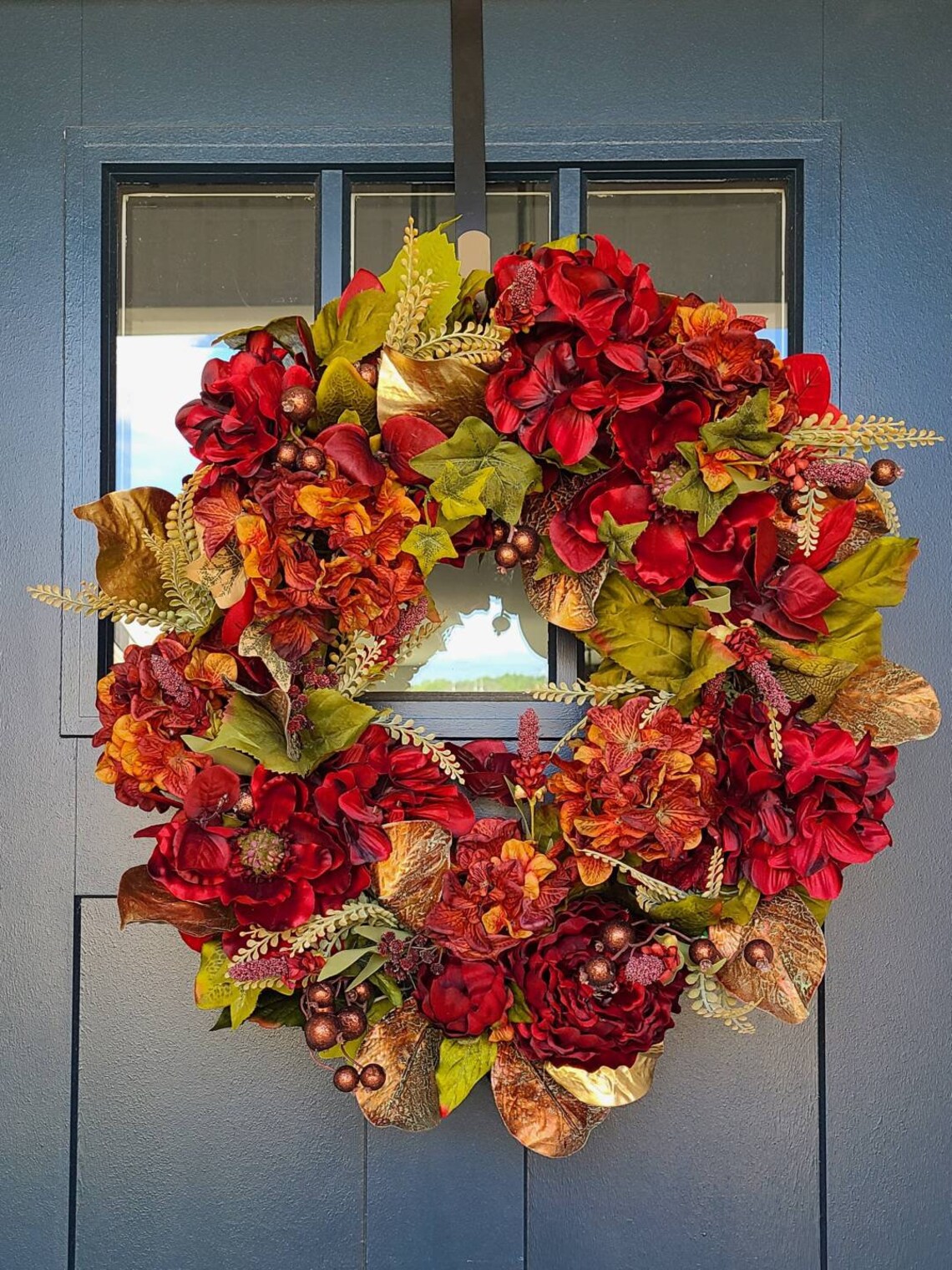 Elegant Fall Magnolia Wreath Autumn Hydrangea Grapevine - Etsy