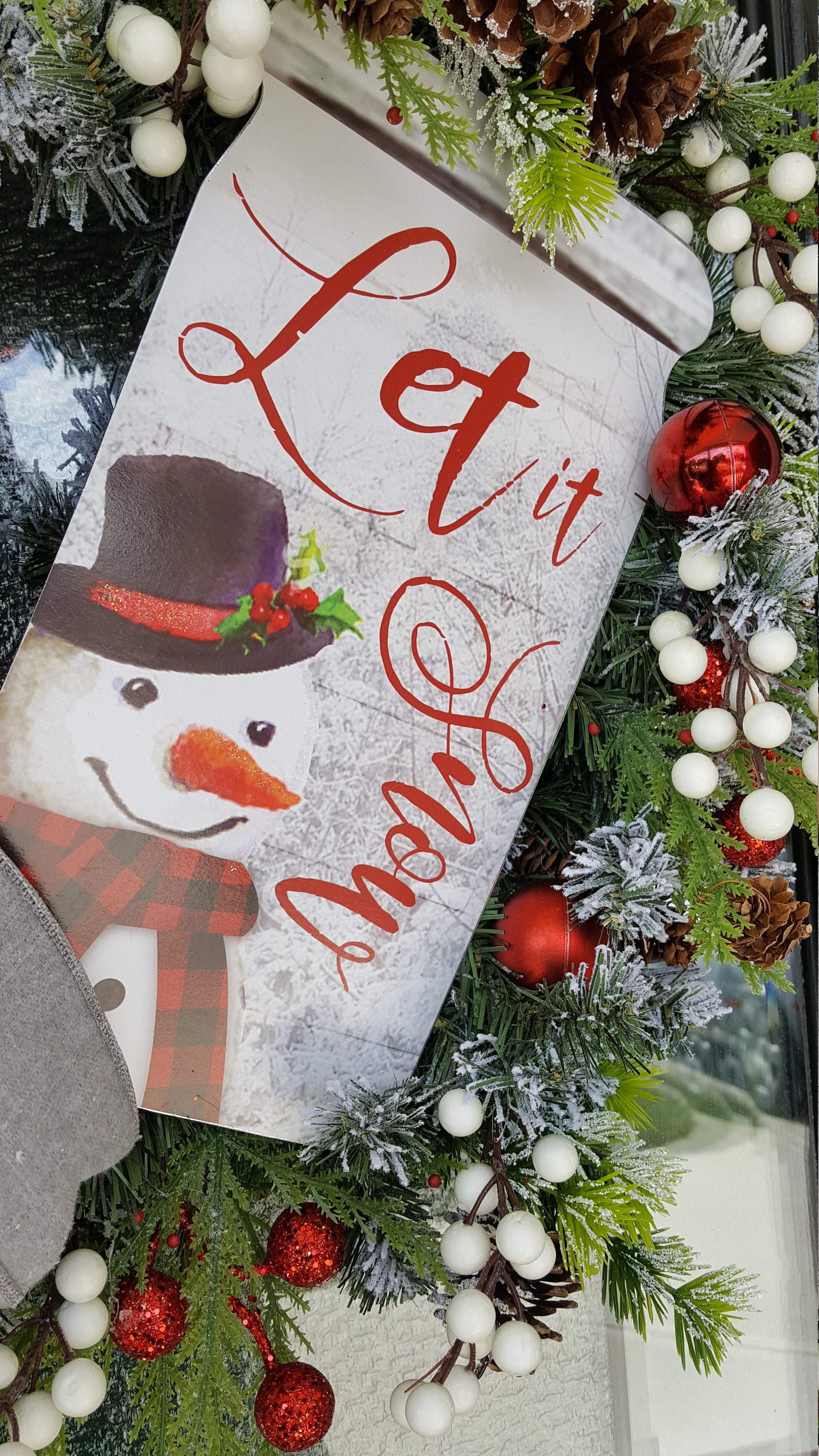 Rustic Snowman Wreath With Bows Berry Wreath Snowman | Etsy