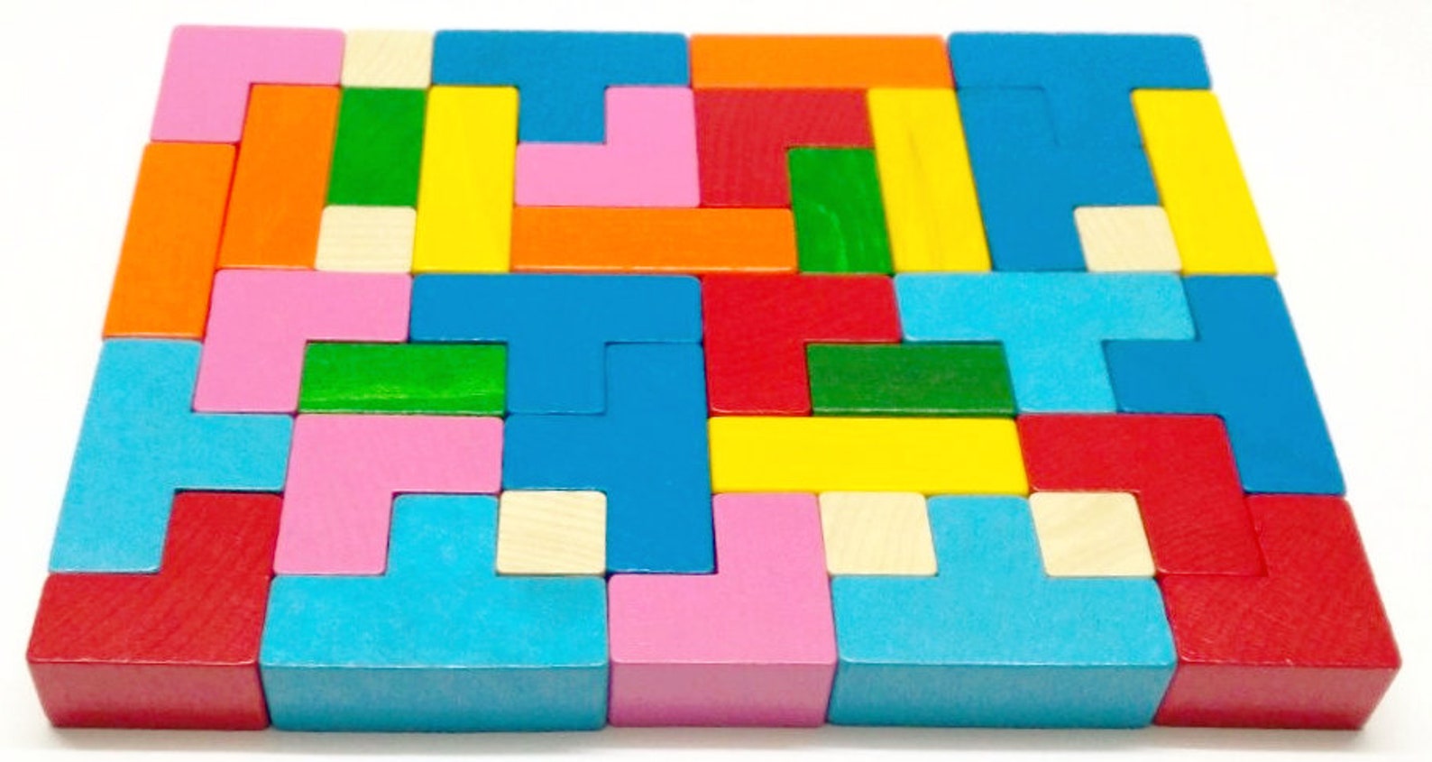Tetris Color 3D Wooden Puzzle Square Puzzle Montessori - Etsy