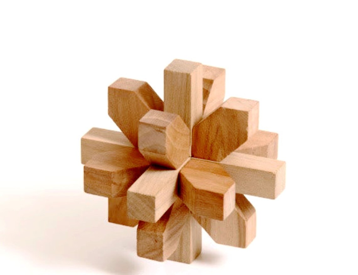 Snowflake - 3D Wooden Puzzle, Brain Teaser Puzzle, Burr Puzzle, Wooden ...
