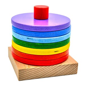 Wooden Stacking Toy Wooden Ring Stacker Montessori Pyramid - Etsy