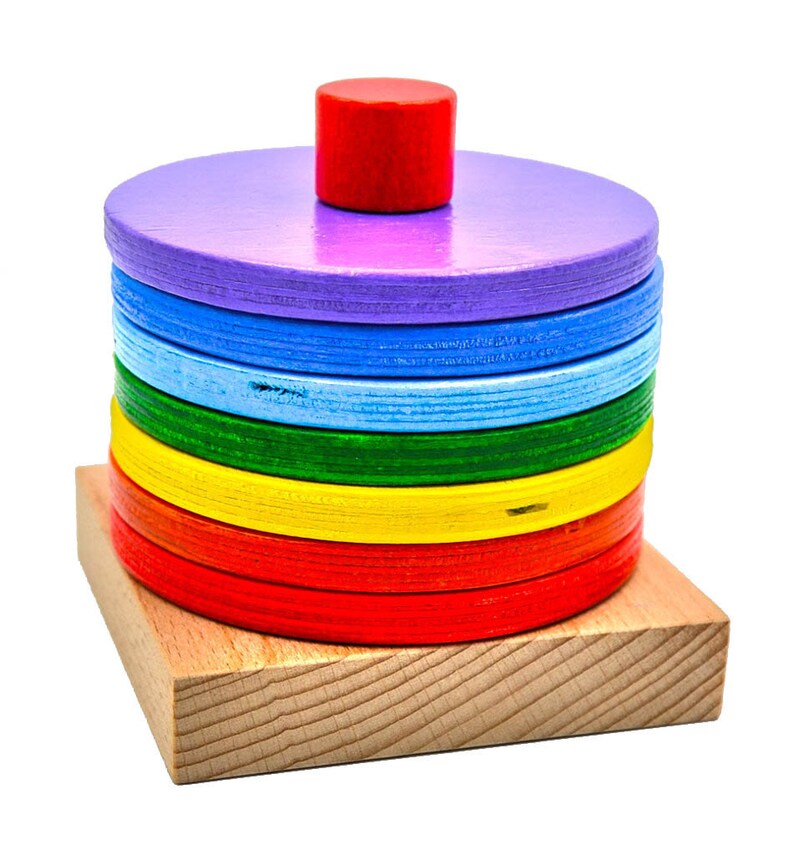 Wooden Stacking Toy Wooden Ring Stacker Montessori Pyramid - Etsy