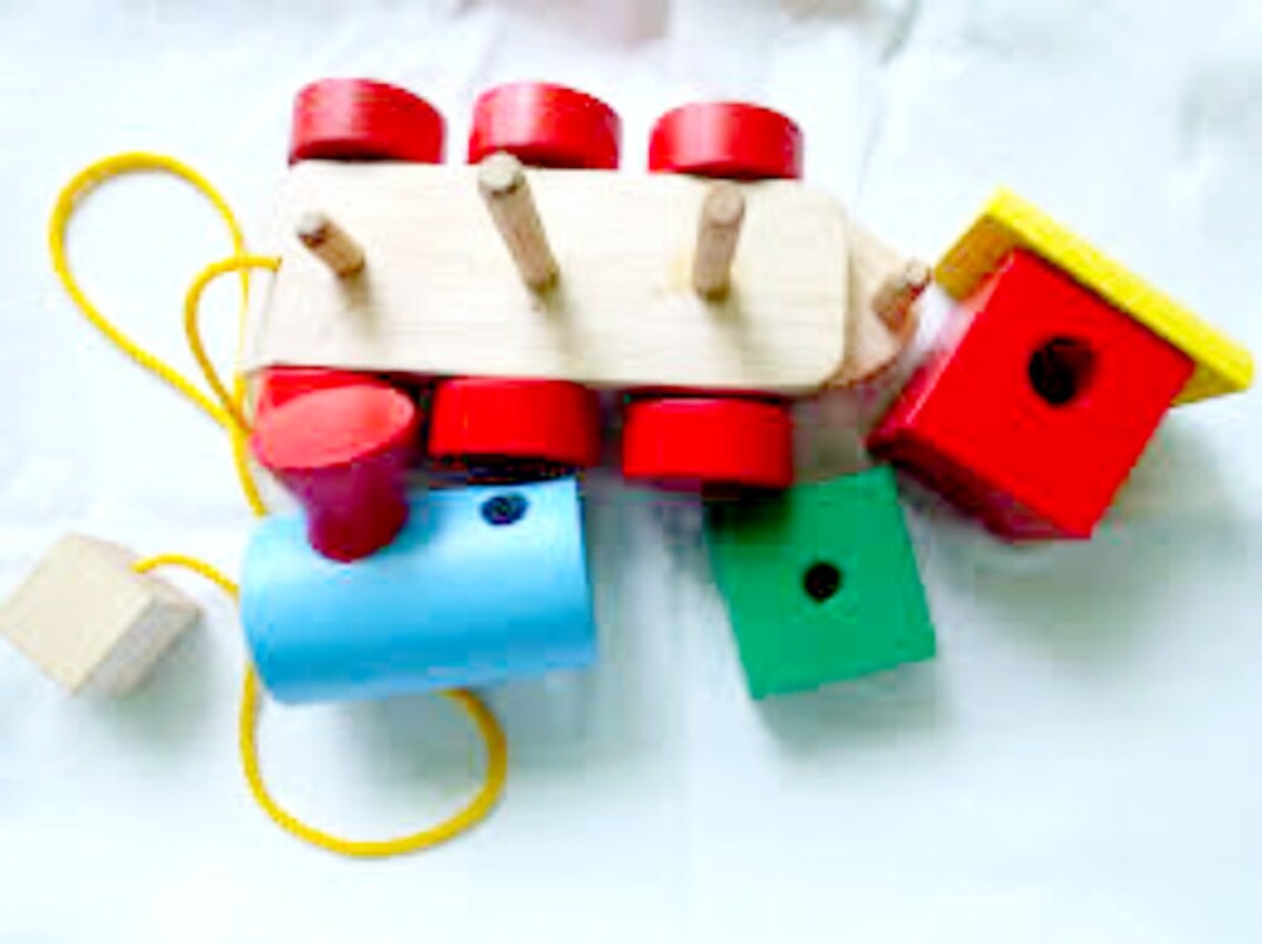 Wooden Train Pull Toy 2 Train 4 Set Steam Locomotive Toy - Etsy