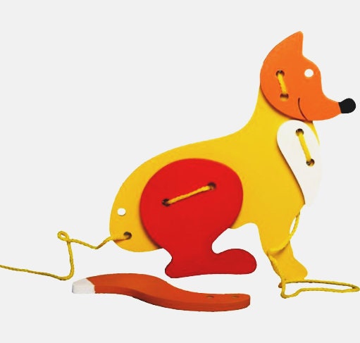 Wooden Lacing Fox Toy, Lacing Fox Toy, Cute Fox, Wooden Fox Toy ...