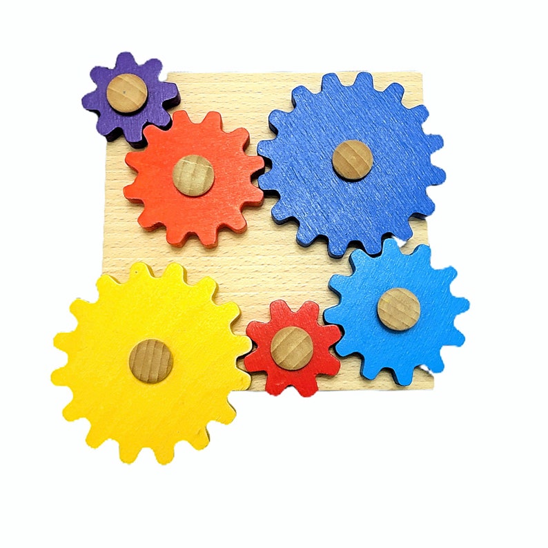 Wooden Gear Shapes Stacker Stacking Rainbow Wooden Ring - Etsy