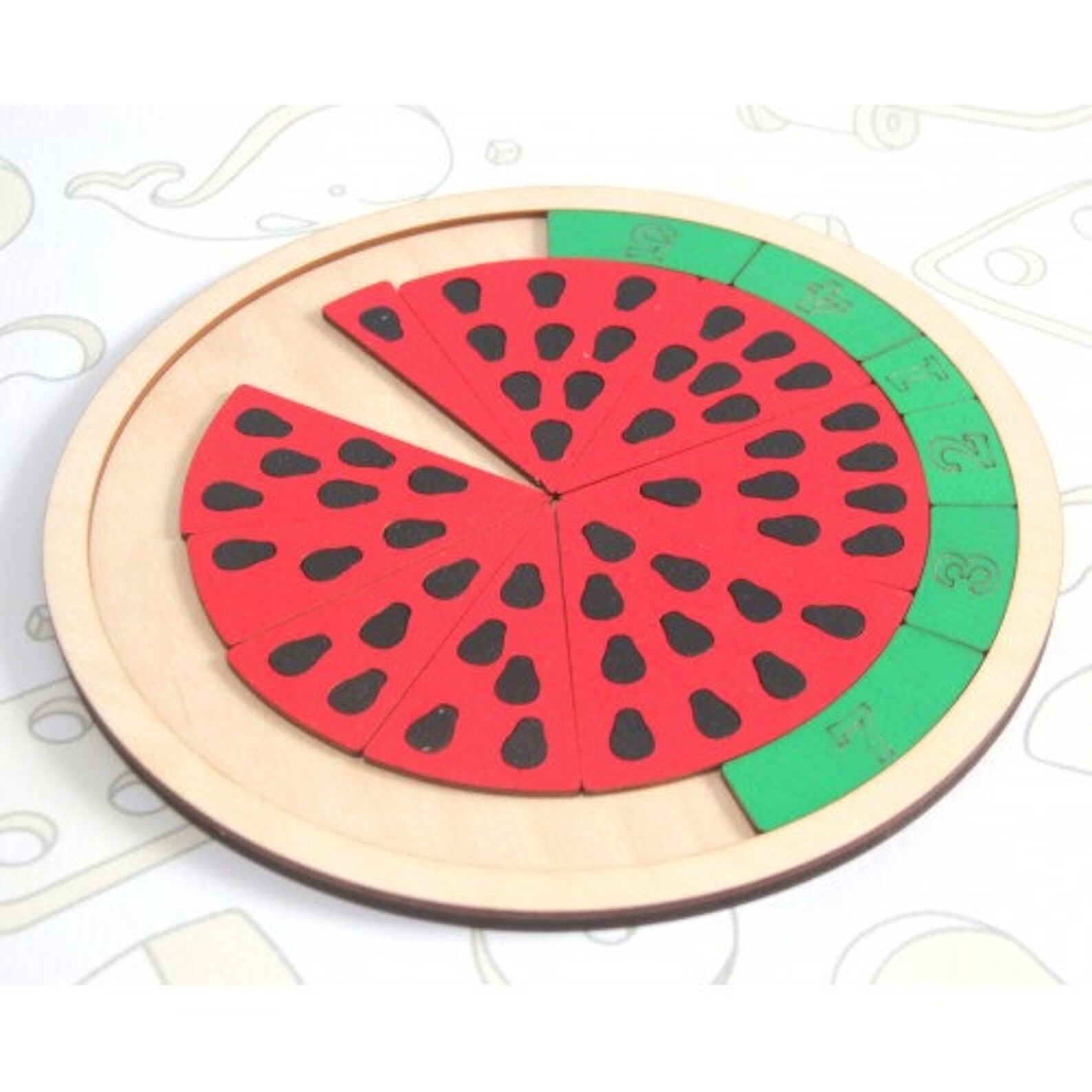 Watermelon Wooden Counting Puzzle Math Games Montessori - Etsy