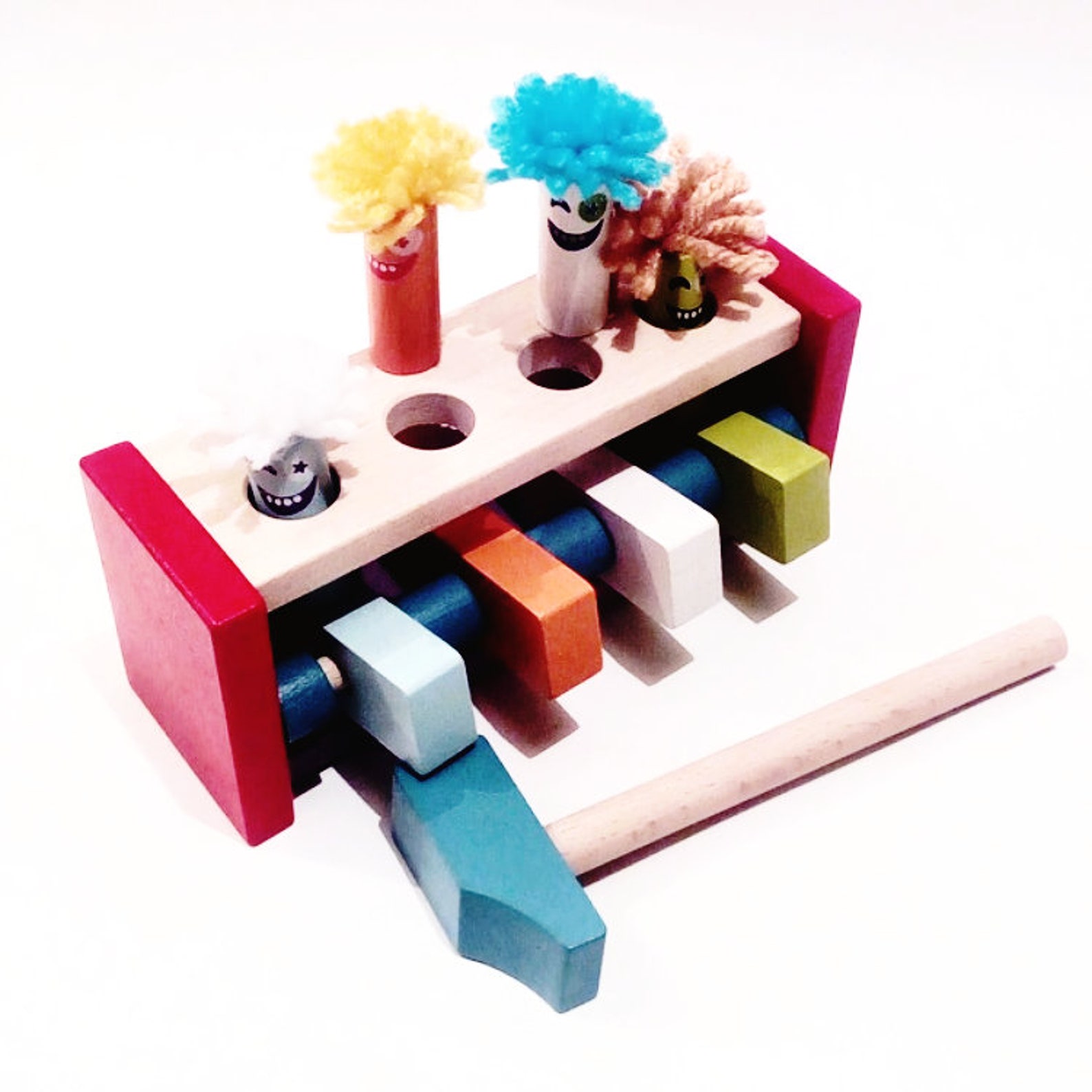 Wooden Clowns Hammer Bench Toy Hammer Bench Toy Clowns - Etsy