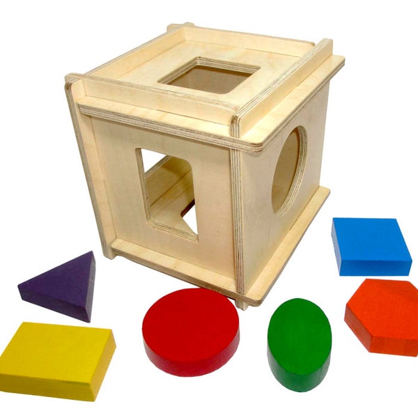 Wooden Cube Shape Sorter - Etsy