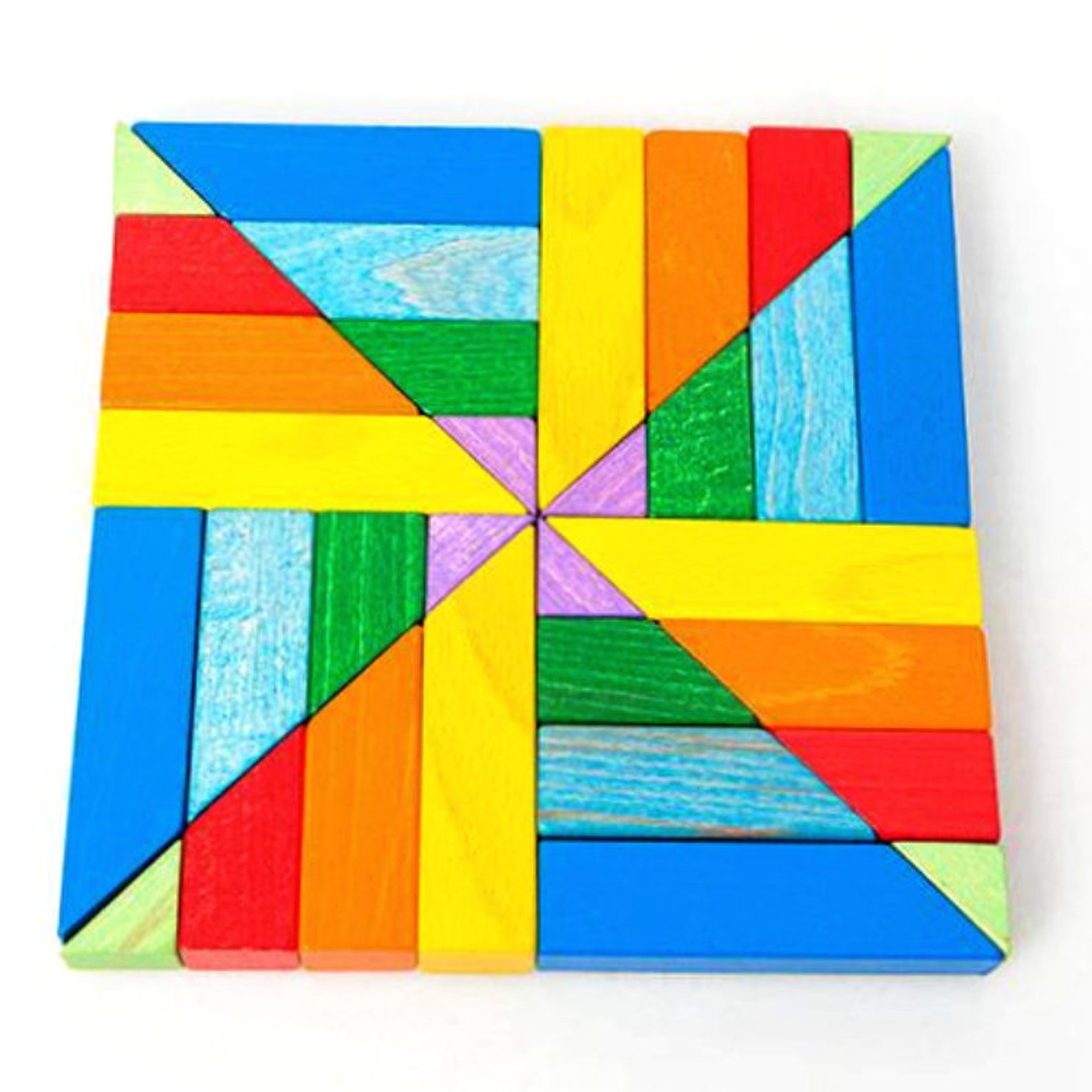Wooden Rainbow Block, Rainbow Mosaic Toy, Rainbow Set 32, Montessori ...