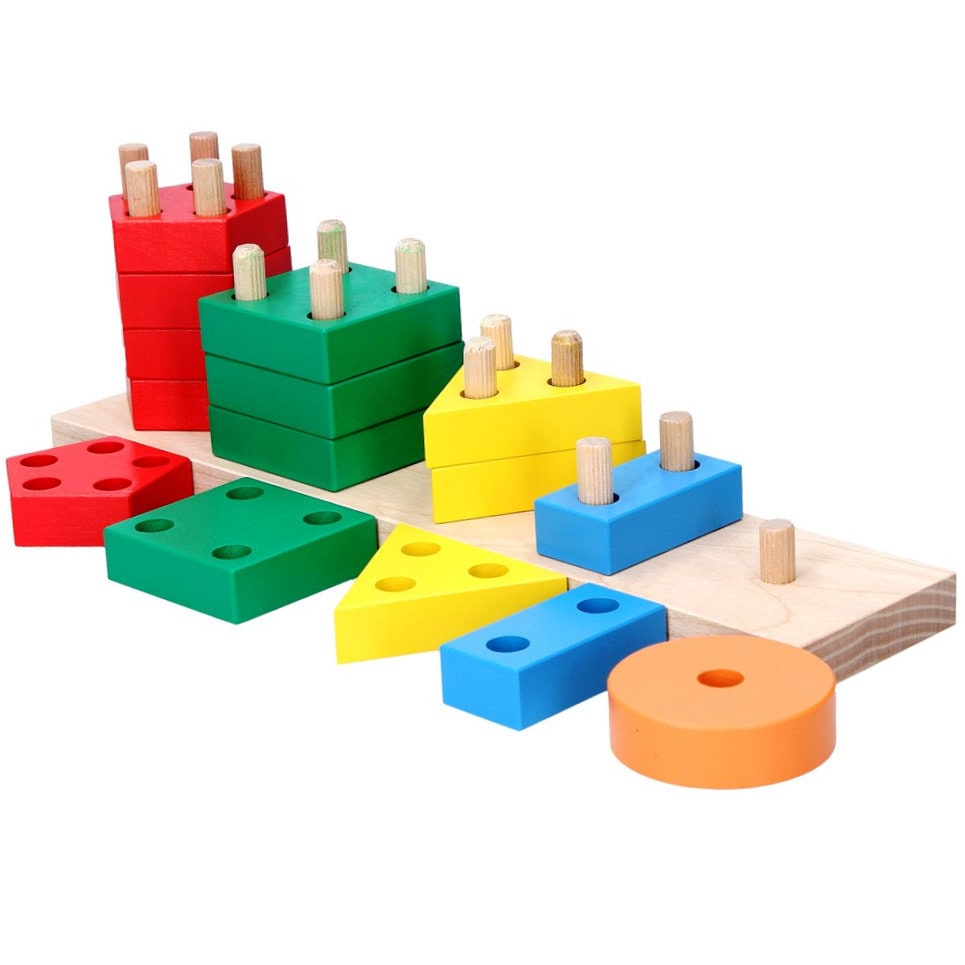 Personalized Stacking Pegs and Shapes, Geometric Shapes, Geometric ...