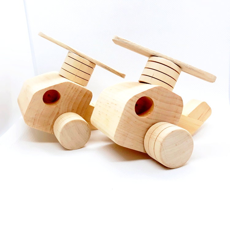 Wooden Helicopter Toy With Rotating Propeller and Wheels - Etsy