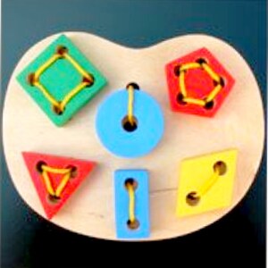 Wooden Lacing Apple Toy, Geometric Shapes Lacing, Apple Toy, Shape ...