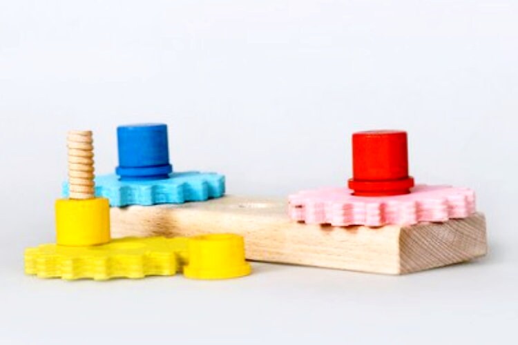 Wooden Gear Shapes Stacker mini Stacking Rainbow Wooden - Etsy