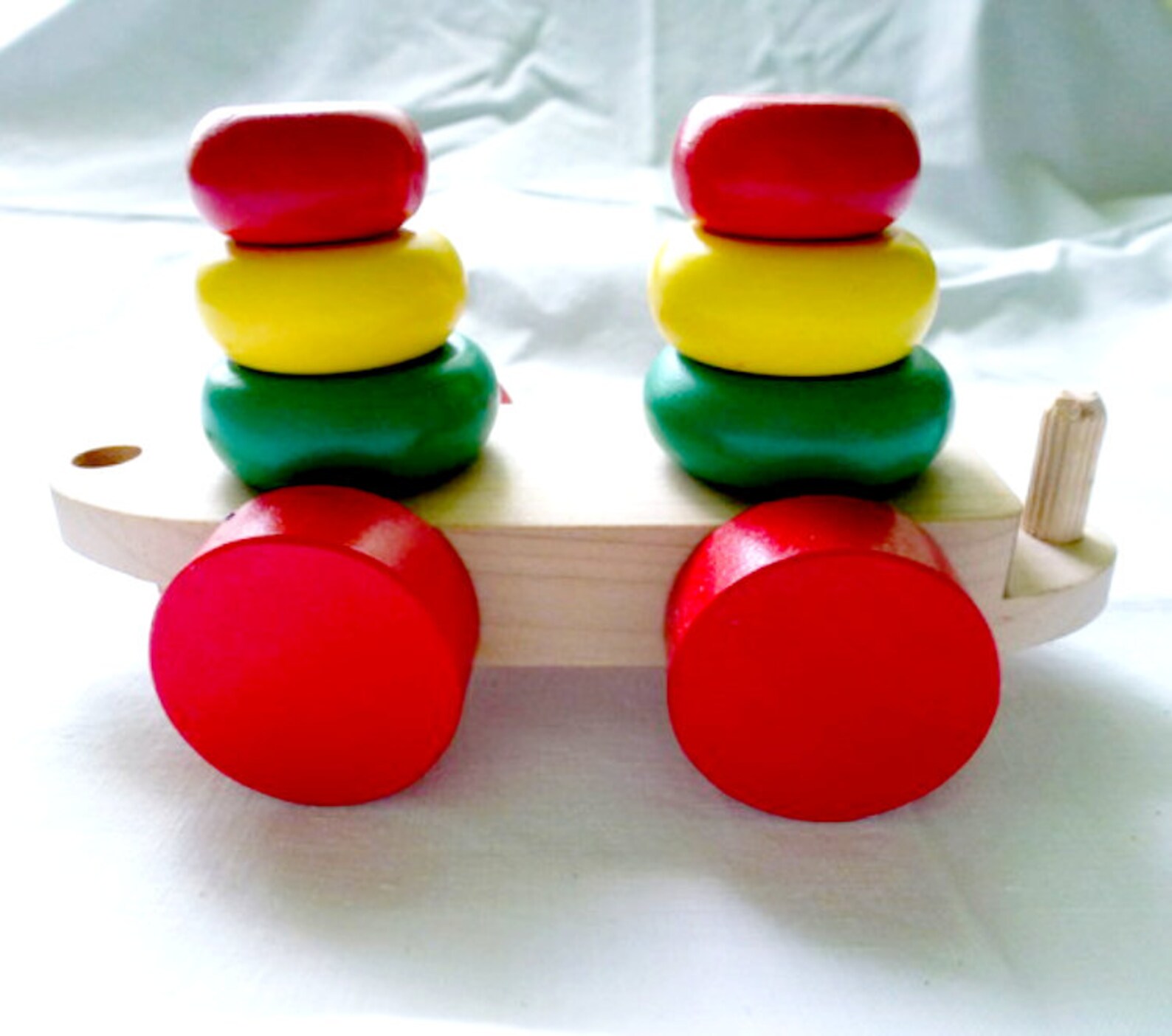 Wooden Train Pull Toy 2, Train 4 Set, Steam Locomotive Toy, Sorting Toy ...