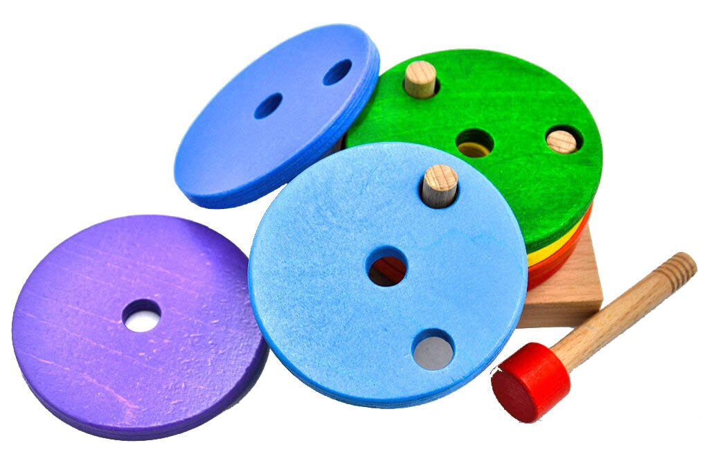 Wooden Stacking Toy Wooden Ring Stacker Montessori Pyramid - Etsy
