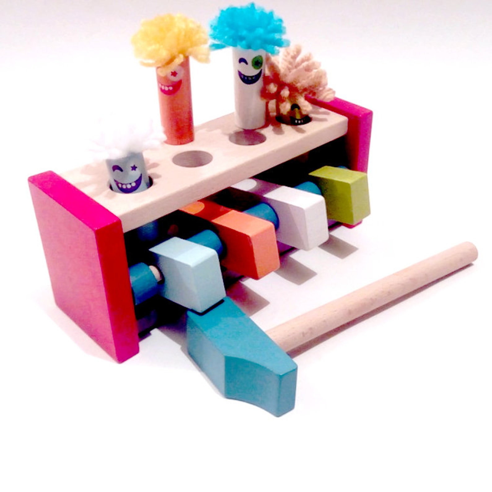 Wooden Clowns Hammer Bench Toy Hammer Bench Toy Clowns - Etsy