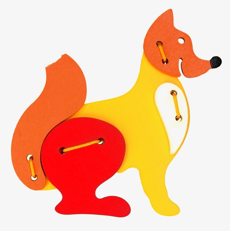 Wooden Lacing Fox Toy, Lacing Fox Toy, Cute Fox, Wooden Fox Toy ...