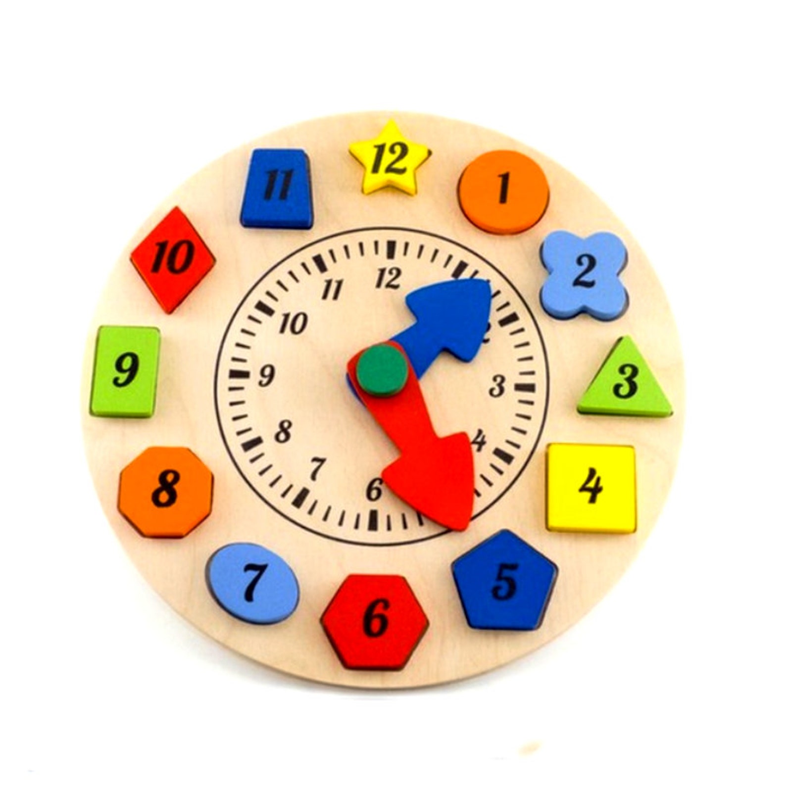 Wooden Clock Toy Wooden Shape Sorter Toy Montessori Toy - Etsy