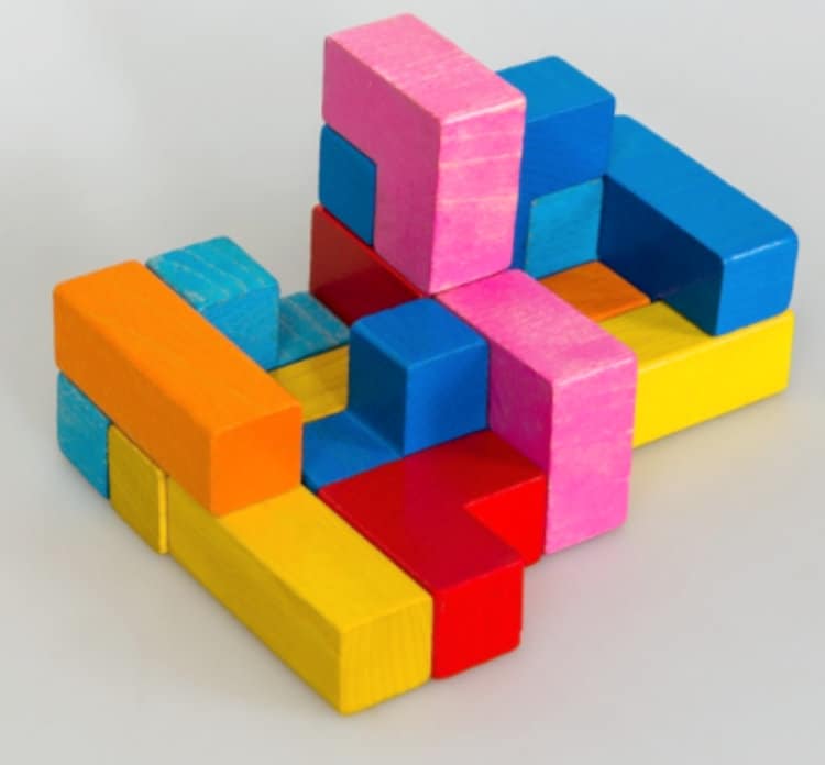 Tetris Color 3D Wooden Puzzle Square Puzzle Montessori - Etsy