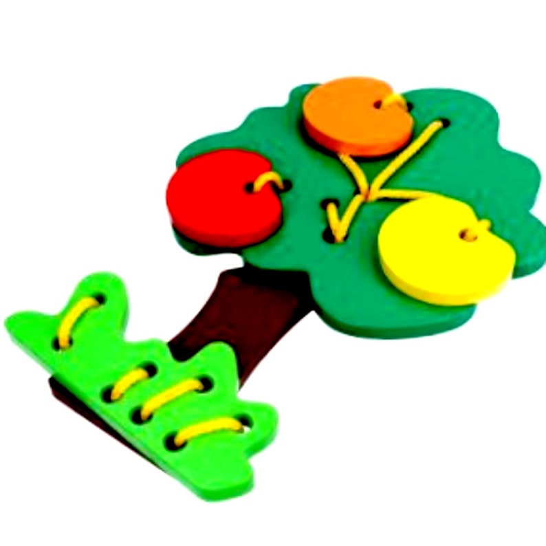 Wooden Lacing Apple Tree Toy, Apple Tree Toy, Fine Motor Skills ...