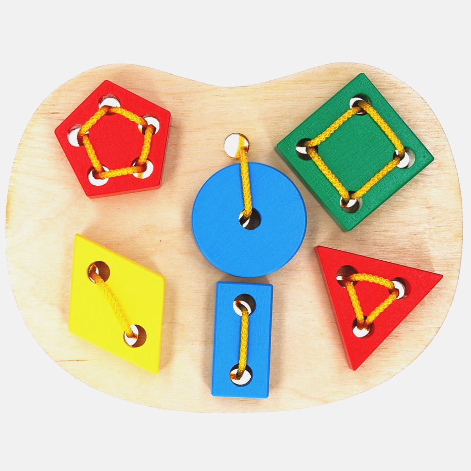 Wooden Lacing Apple Toy, Geometric Shapes Lacing, Apple Toy, Shape ...