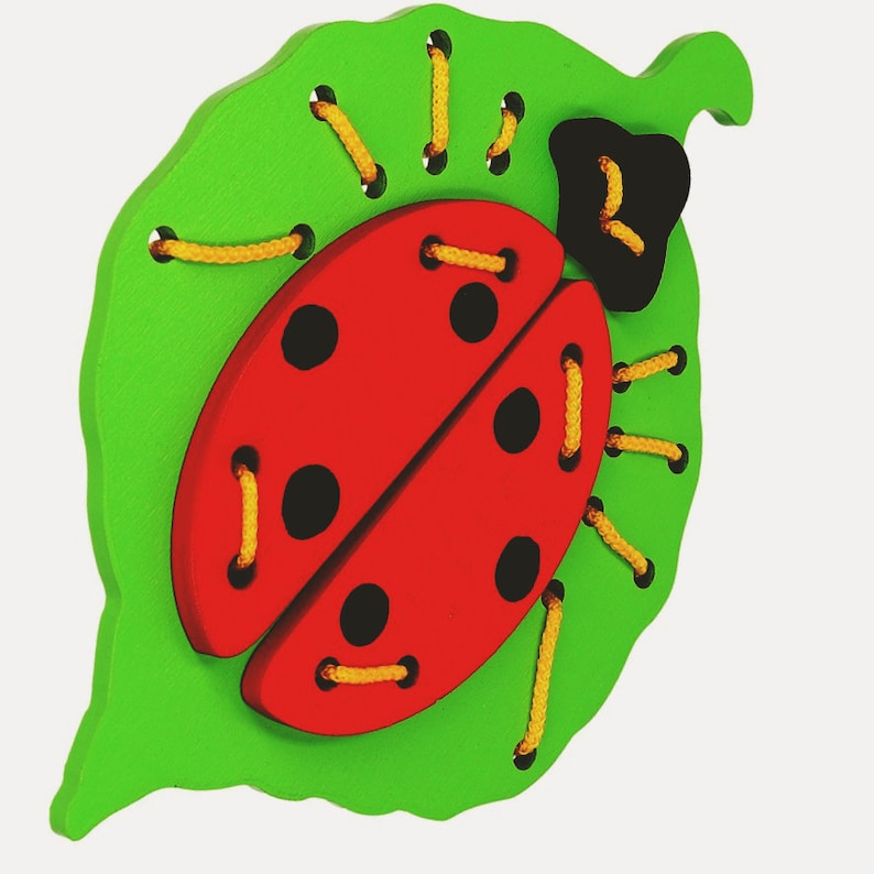 Wooden Lacing Ladybird Toy, Lacing Ladybird Toy, Ladybug Insect, Wooden ...