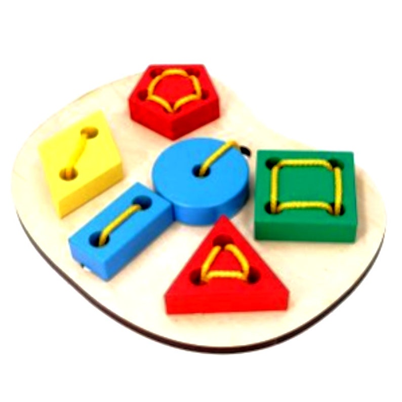 Wooden Lacing Apple Toy Geometric Shapes Lacing Apple Toy - Etsy