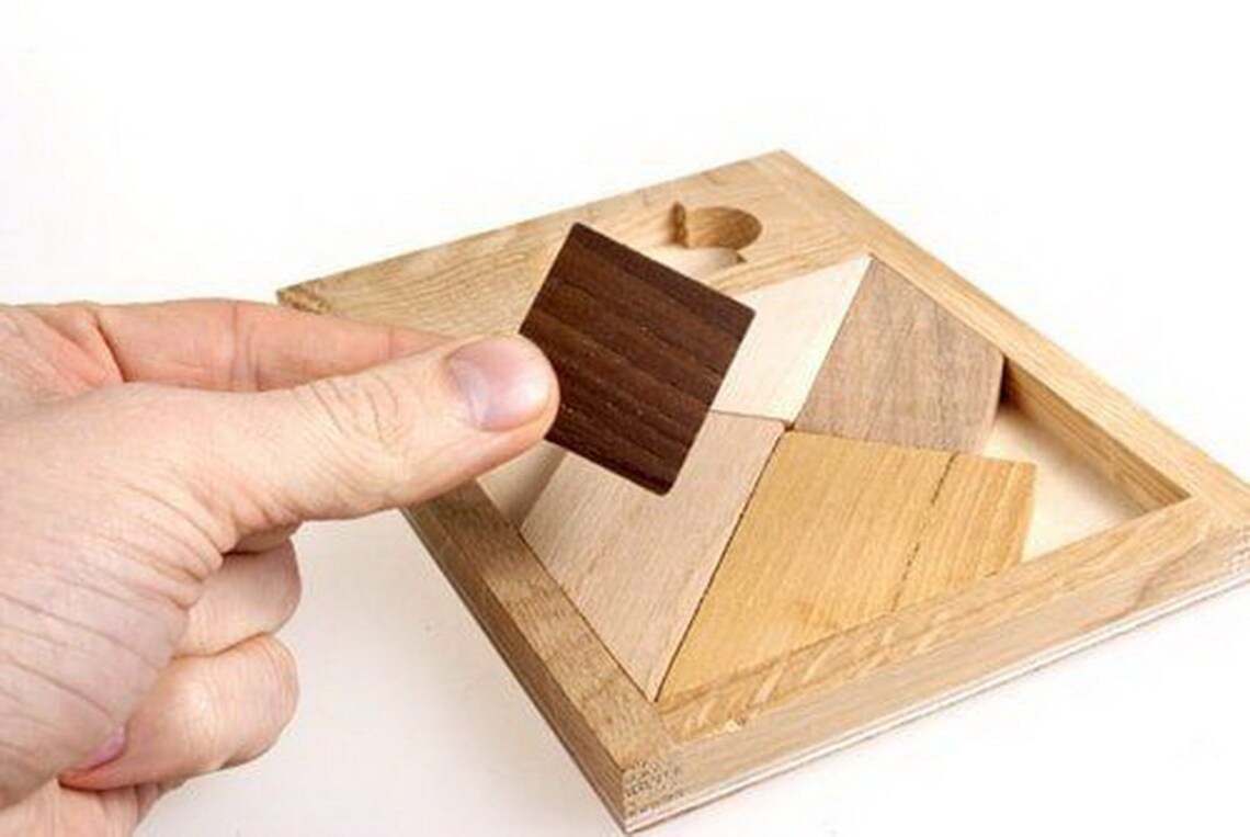 Big Black Square Puzzle, Big Wooden Square Puzzle, Wood Tangram Puzzle ...