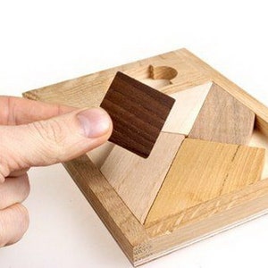 Big Black Square Puzzle, Big Wooden Square Puzzle, Wood Tangram Puzzle ...