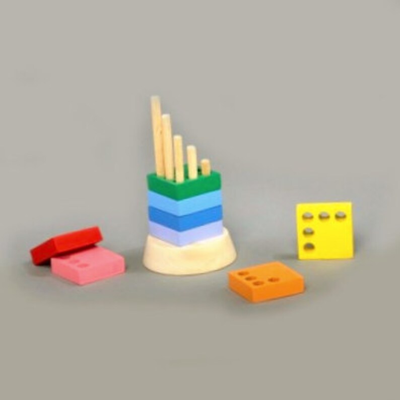 Stacking Rainbow Wooden Ring Stacker Square Pyramid Toy - Etsy