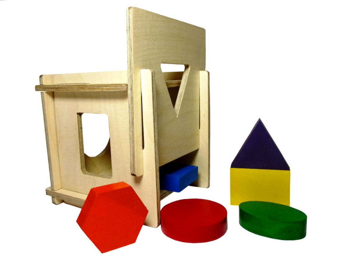Wooden Shape Sorter Toy Activity Cube Montessori Toy - Etsy