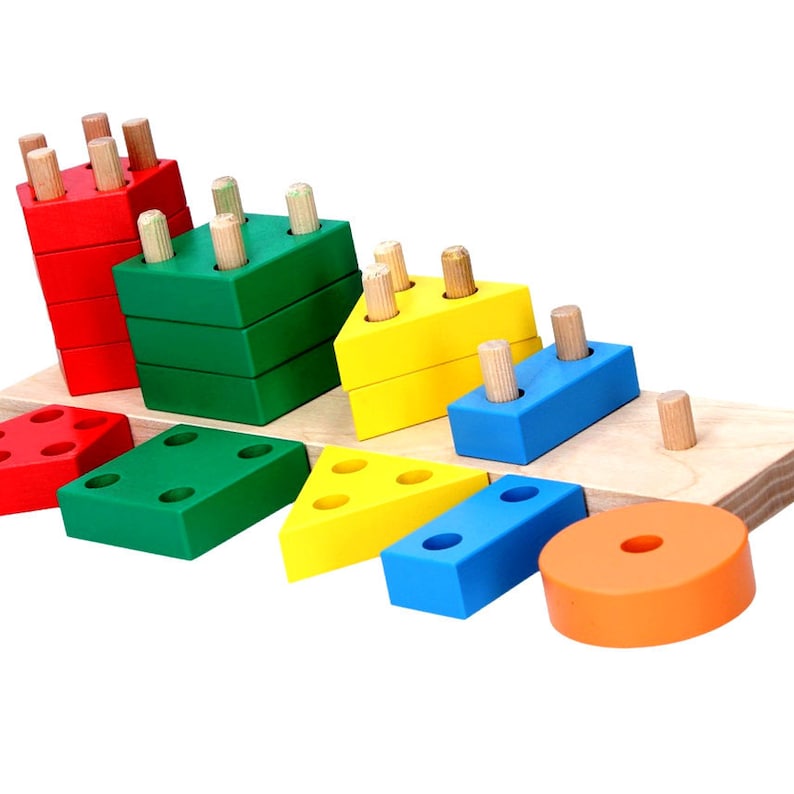Personalized Stacking Pegs and Shapes, Geometric Shapes, Geometric ...