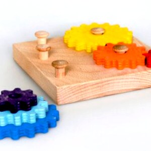 Wooden Gear Shapes Stacker, Stacking Rainbow, Wooden Ring Stacker, Wood ...