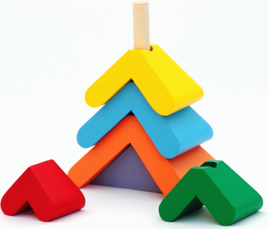 Wooden Ring Stacker, Christmas Tree Stacking Toy, Rainbow Toy, Wooden ...