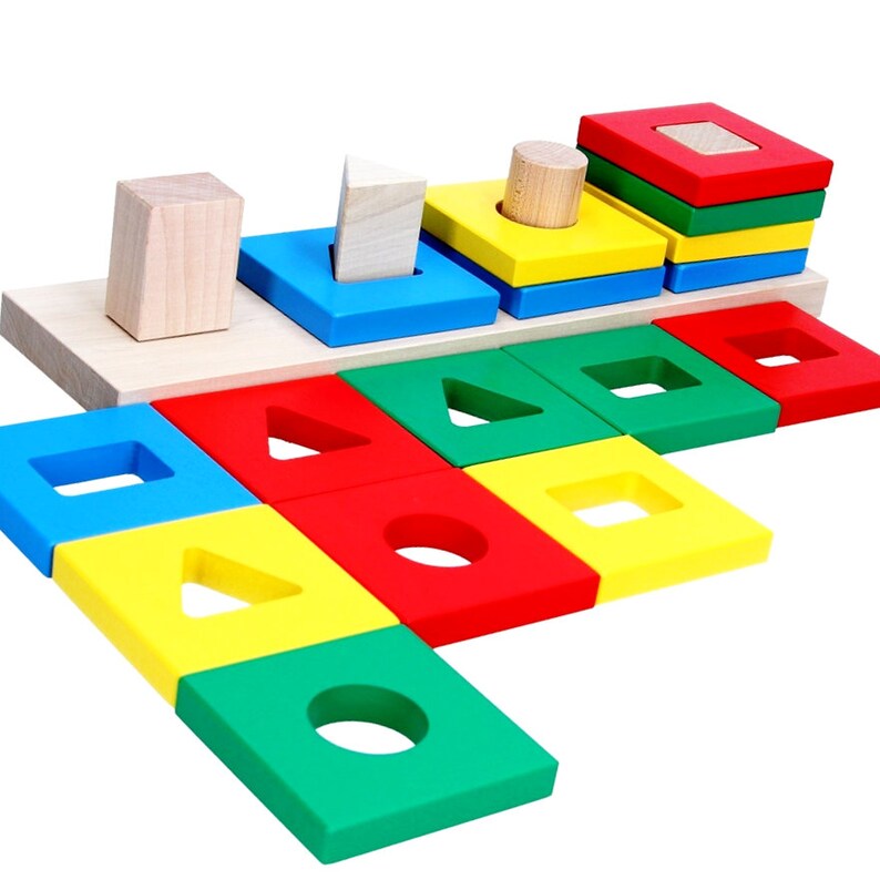 Geometric Shapes Toy Personalized Stacking Sorter Geometric - Etsy