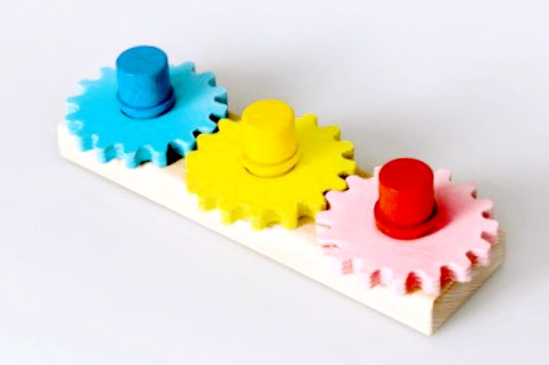 Wooden Gear Shapes Stacker mini Stacking Rainbow Wooden - Etsy