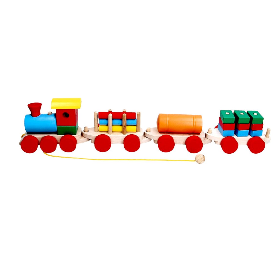 Wooden Train Pull Toy 1 Train 4 Set Steam Locomotive Toy - Etsy